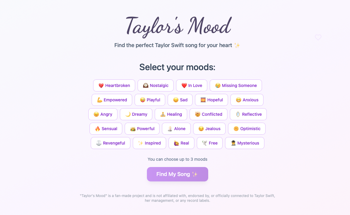 Taylor's Mood - Find Your Perfect Song